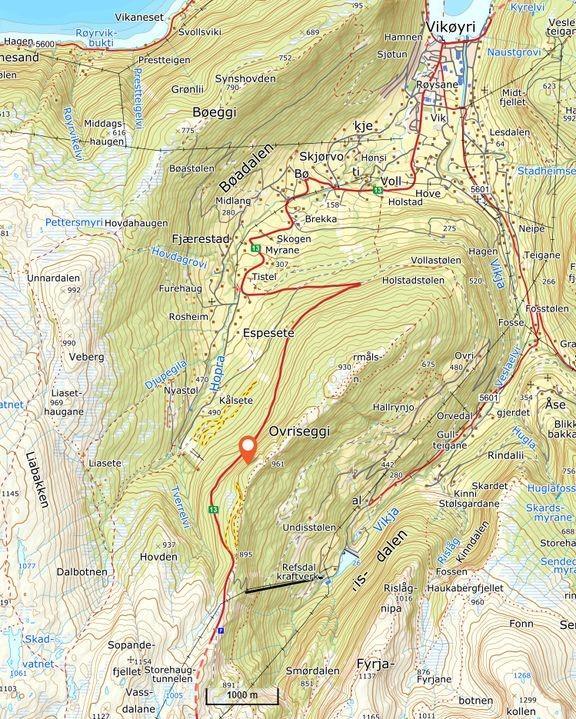 Vikafjellet stengd open for gjennomkøyring pr. 2. time - Vik kommune